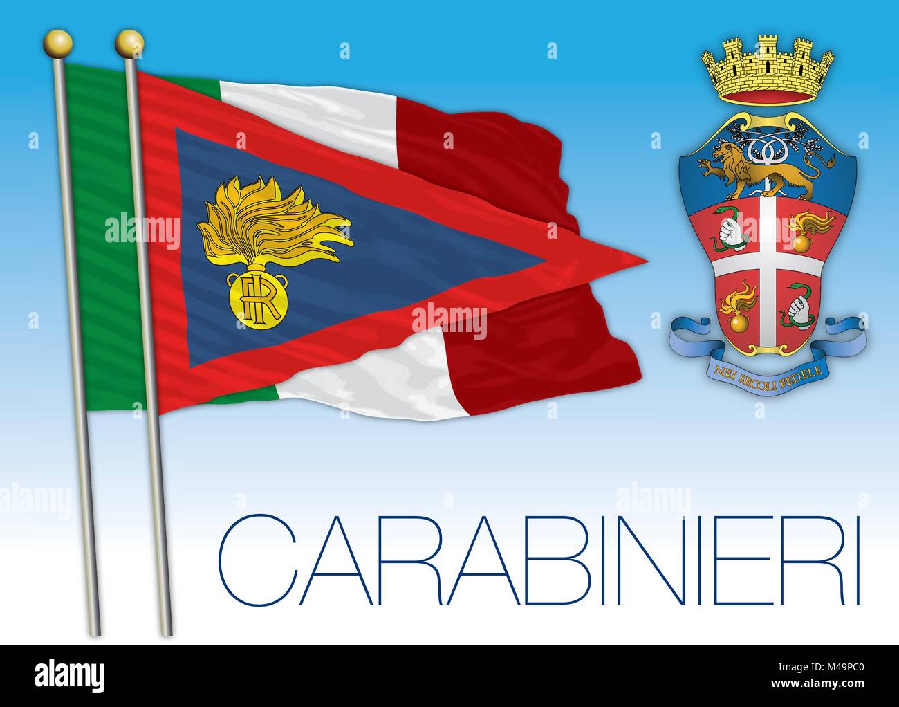 Carabinieri flag pennant, Italy, vector illustration Stock Vector Image ...