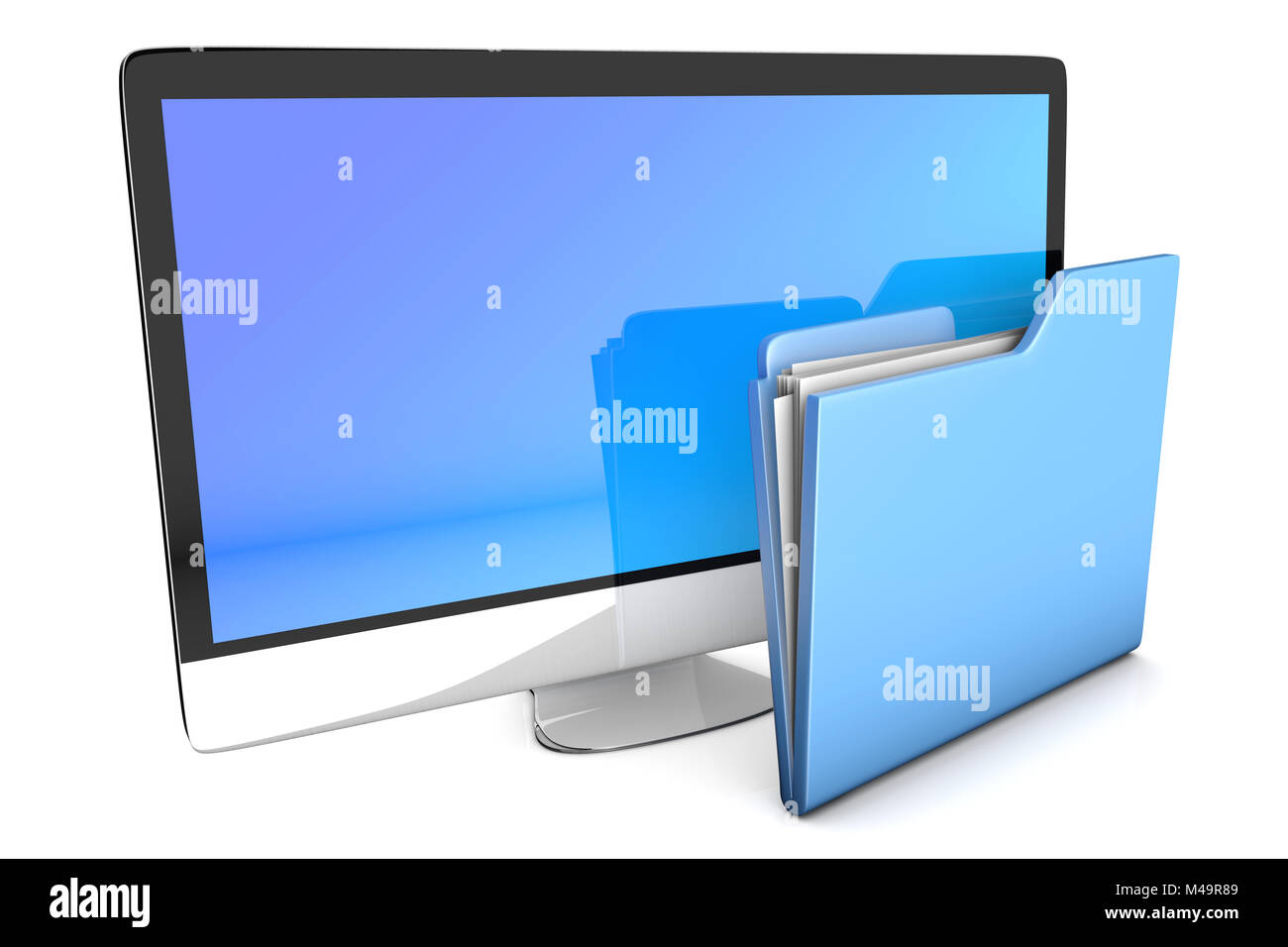 A modern all in one computer with a data folder Stock Photo - Alamy