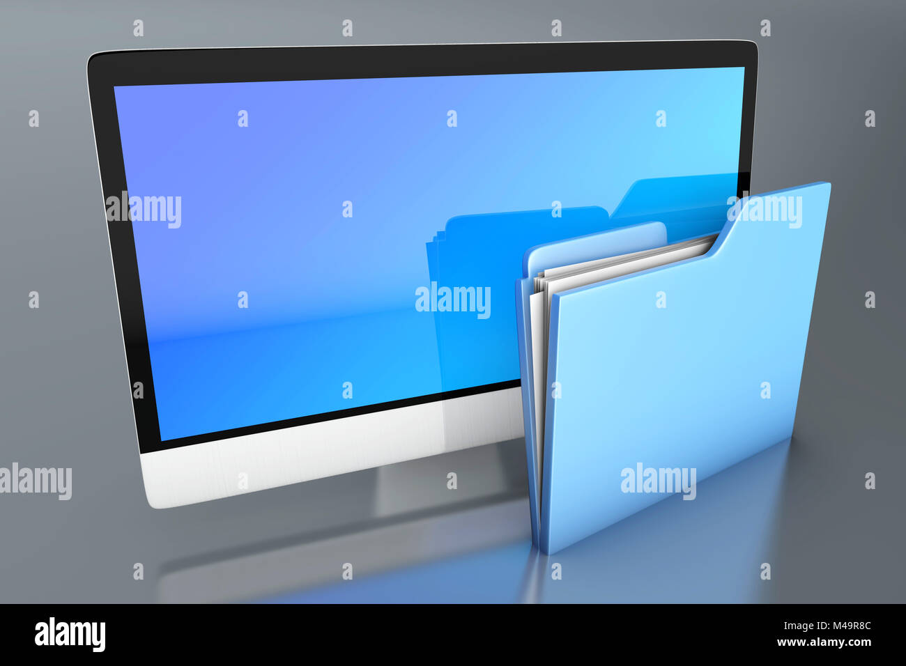 A modern all in one computer with a data folder Stock Photo - Alamy