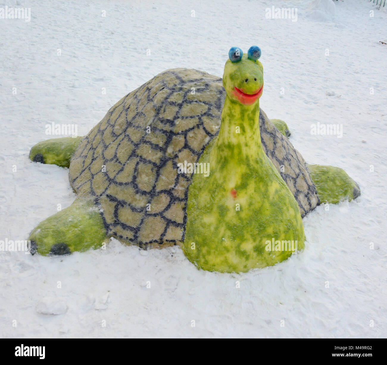 Snow sculpture of a turtle Stock Photo - Alamy