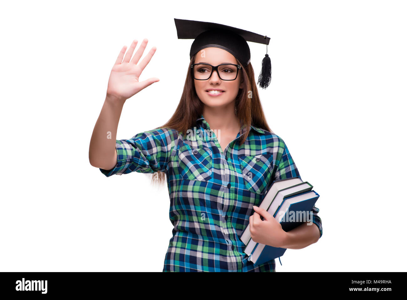 Young student isolated on the white background Stock Photo - Alamy
