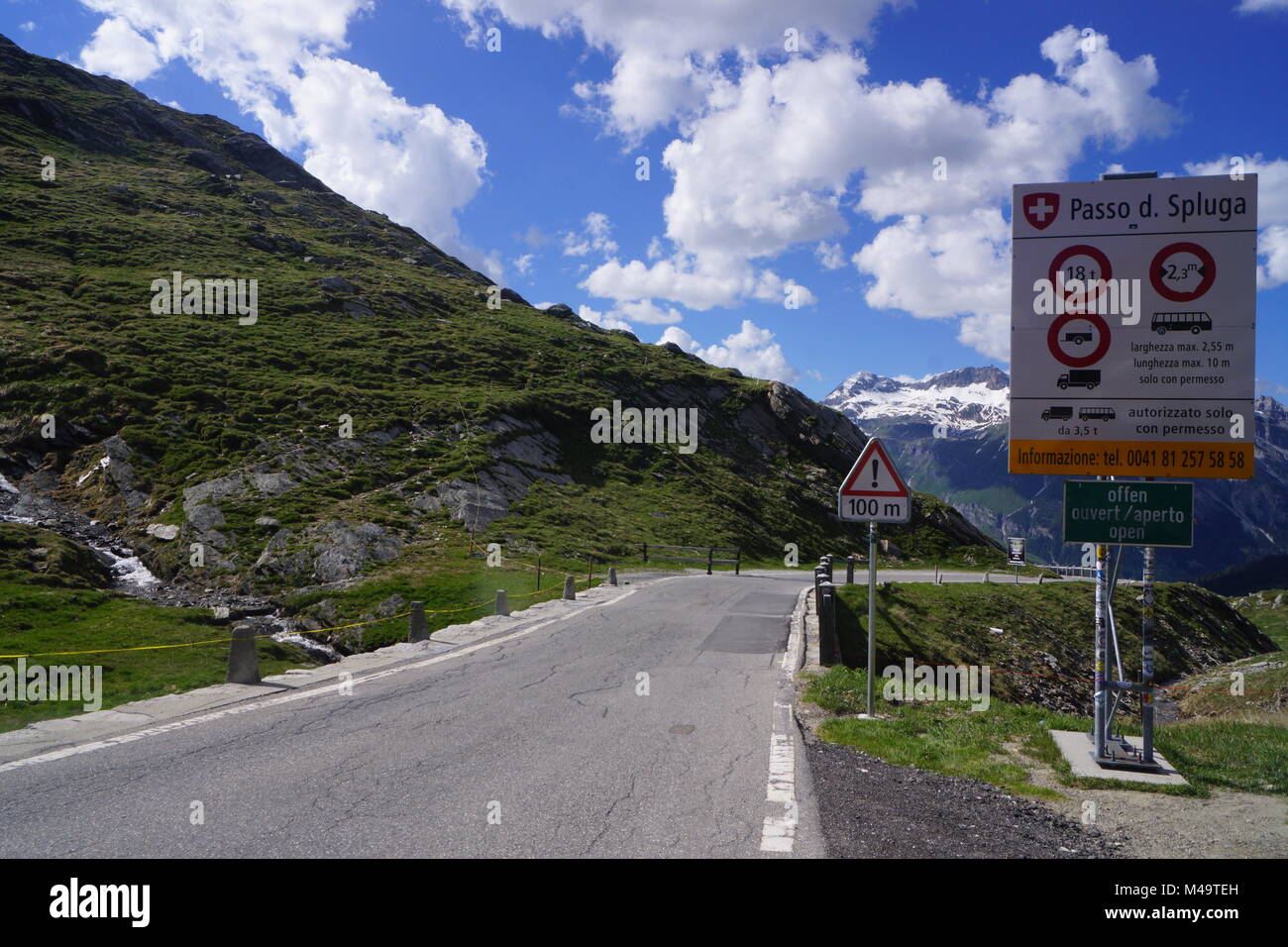 Splugen Pass and frontier between Switzerland and Italy Stock Photo - Alamy