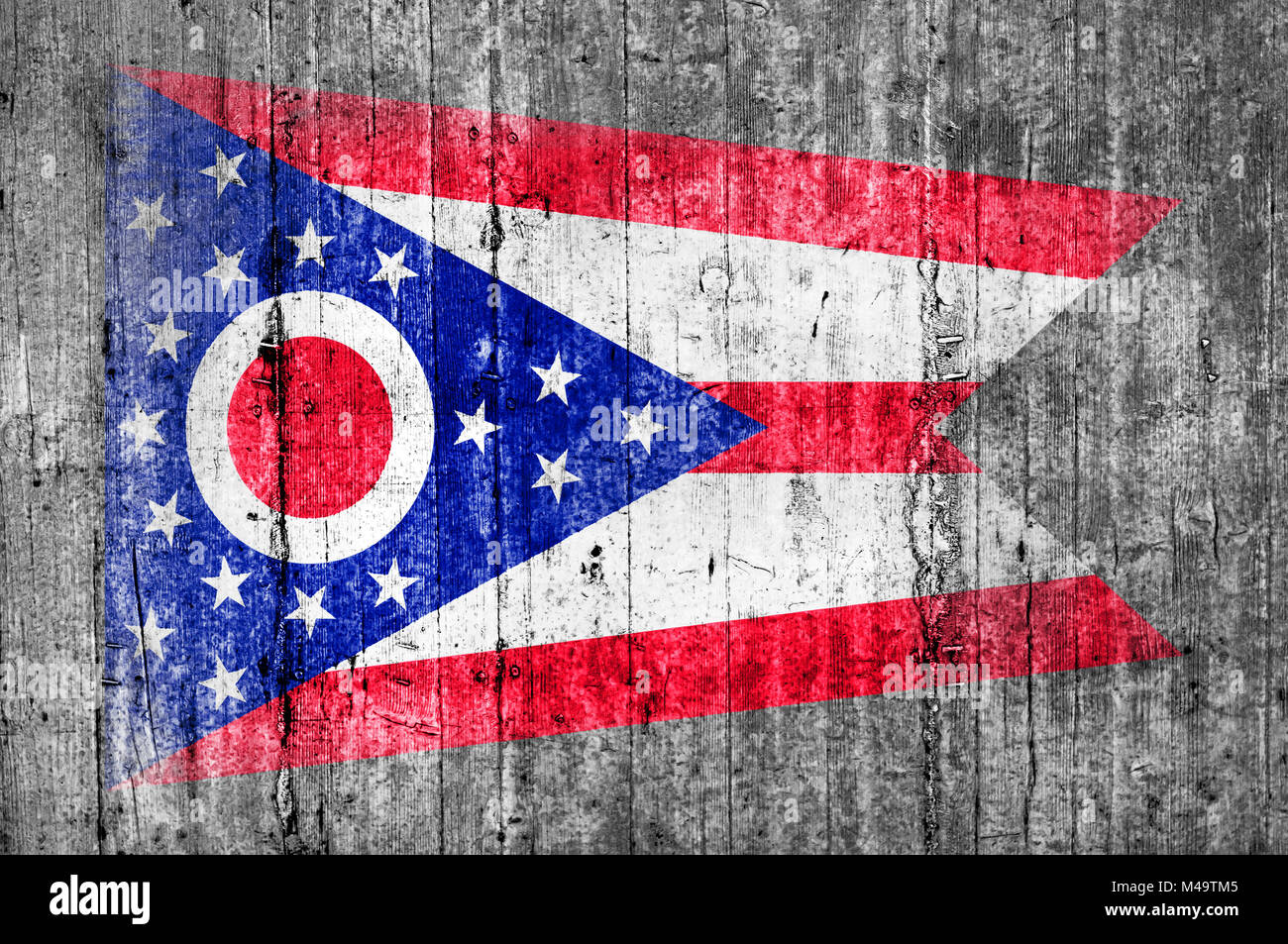 Ohio US state flag painted on concrete flag Stock Photo - Alamy