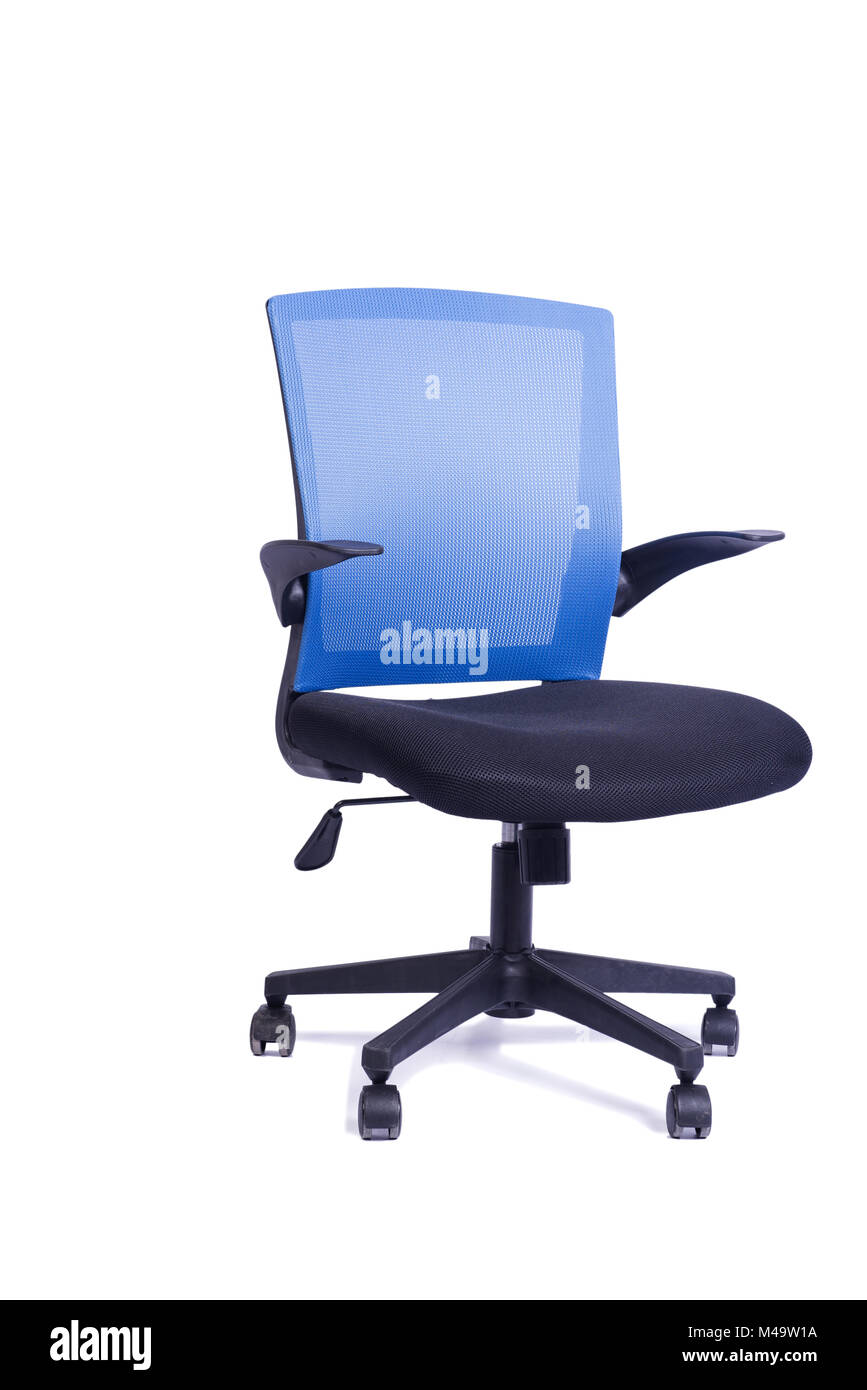 Blue office chair isolated on the white background Stock Photo - Alamy