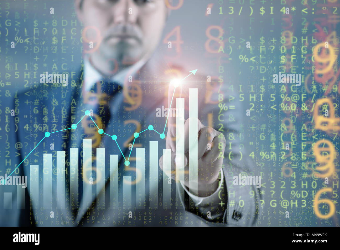 Businessman working with graph in business concept Stock Photo - Alamy