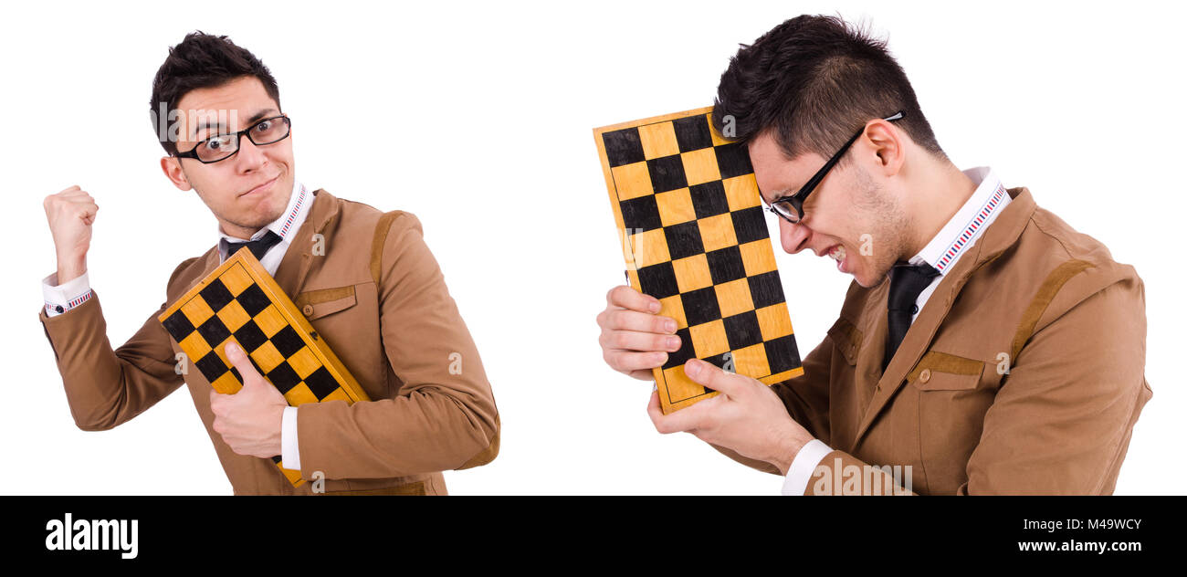Funny chess player isolated on white Stock Photo - Alamy