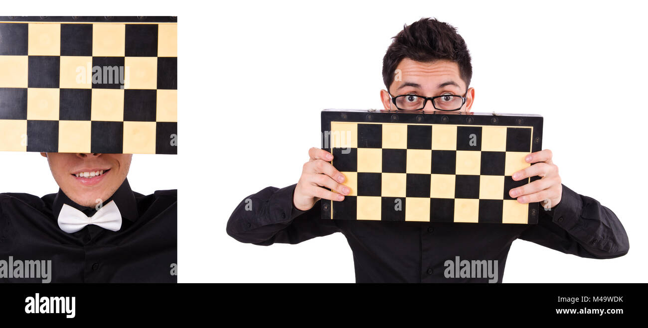 Funny chess player isolated on white Stock Photo - Alamy
