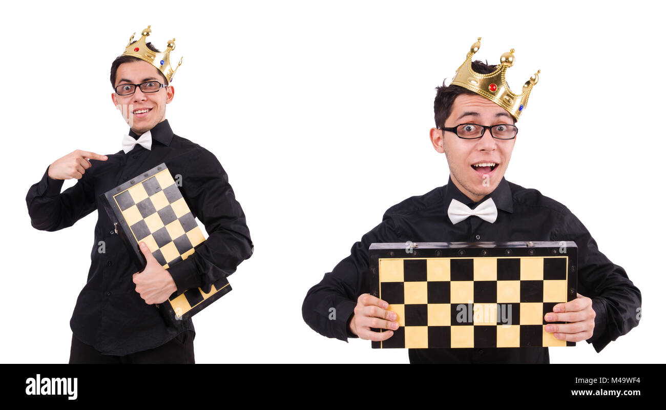 Funny chess player isolated on white Stock Photo - Alamy