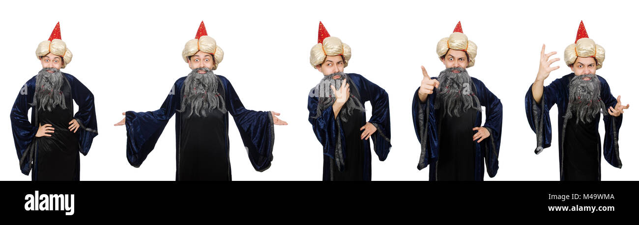 Funny wise wizard isolated on the white Stock Photo - Alamy