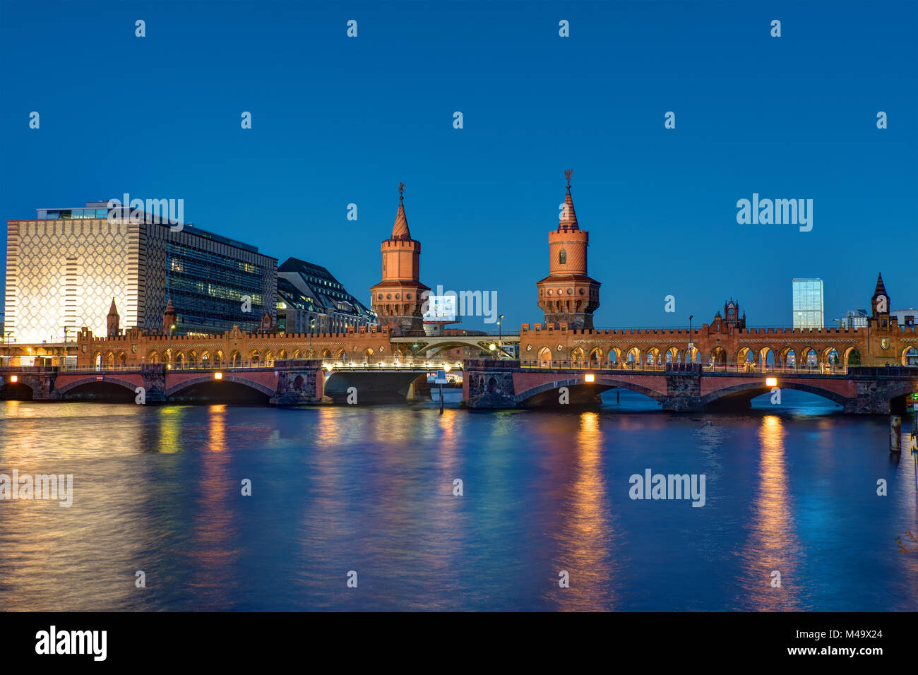 The famous Oberbaumbruecke in Berlin at night Stock Photo - Alamy
