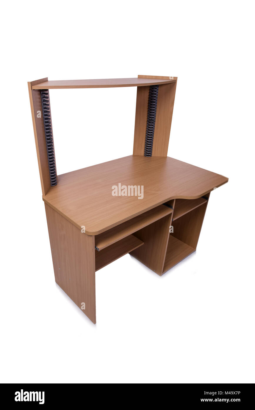 Computer home desk isolated on the white background Stock Photo - Alamy