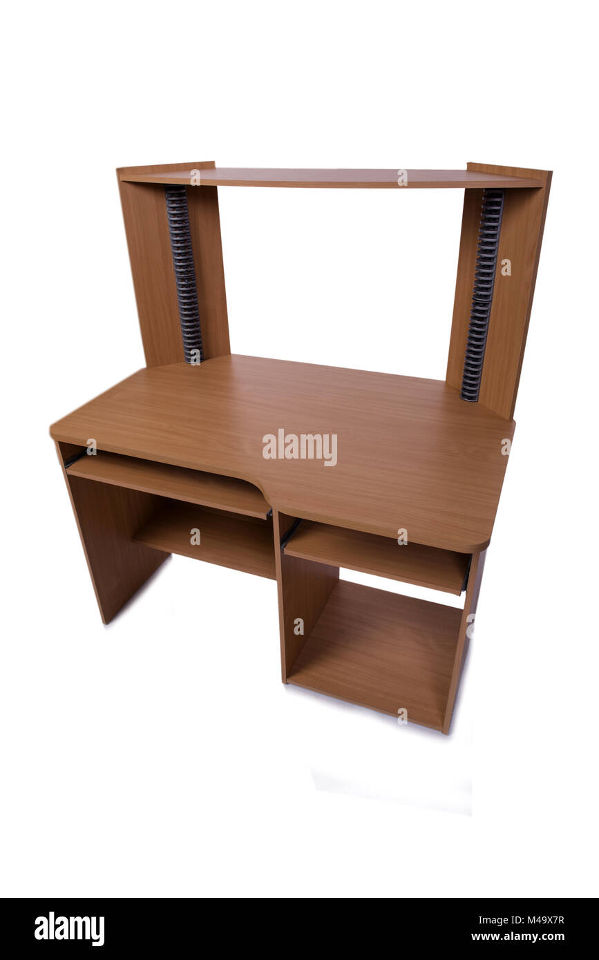 Computer home desk isolated on the white background Stock Photo - Alamy