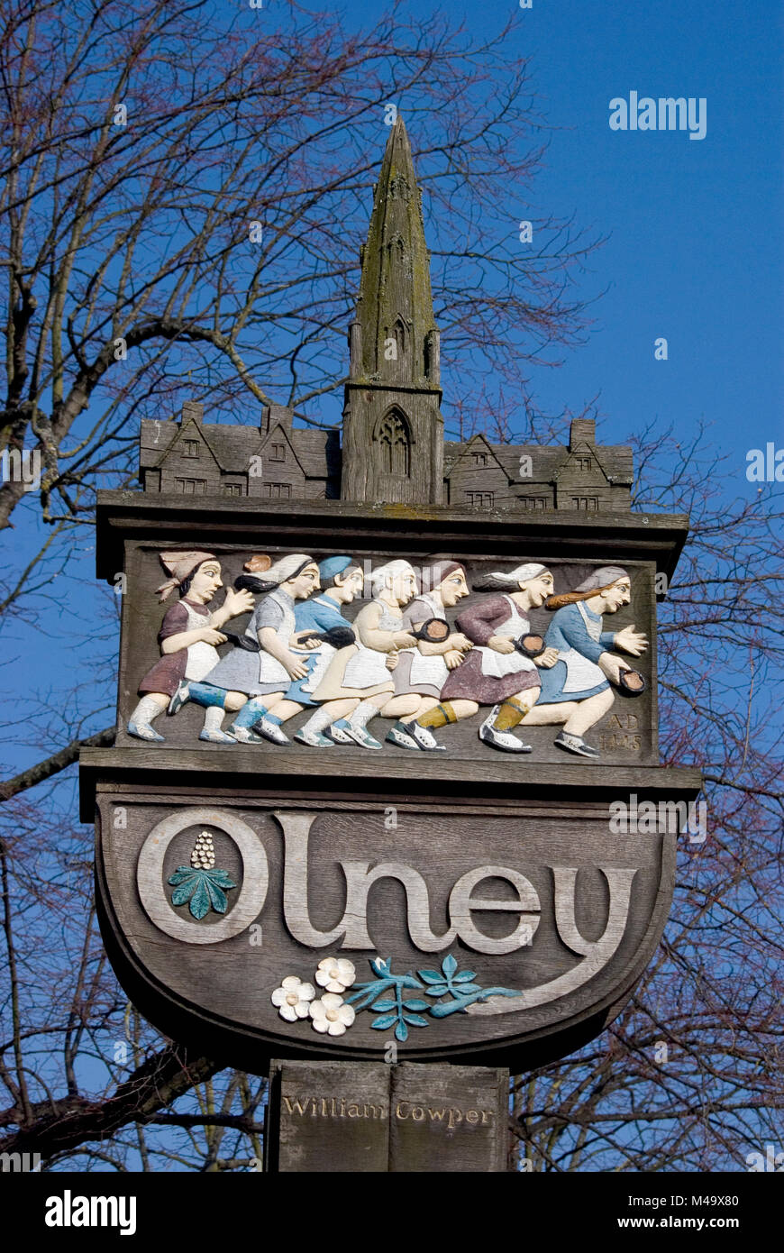 Olney Pancake Day Sign Stock Photo - Alamy
