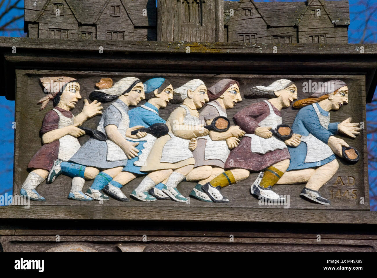 Olney Pancake Day Sign Stock Photo - Alamy