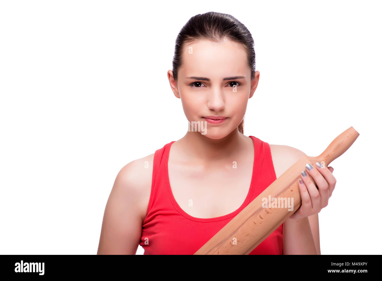 Angry woman rolling pin hi-res stock photography and images - Alamy