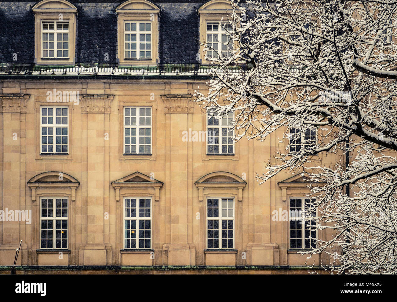 Snowy Luxury Mansion House Stock Photo - Alamy