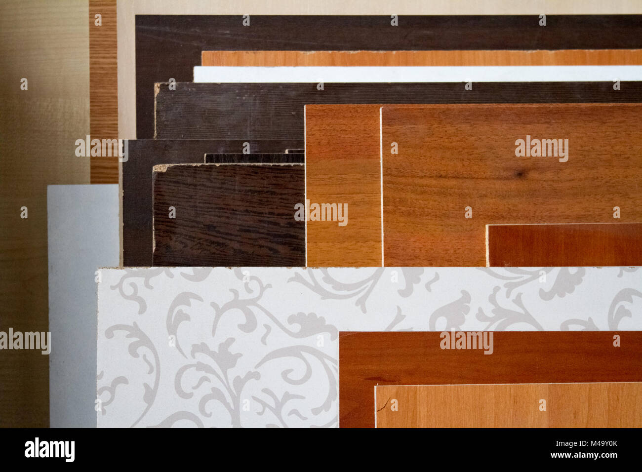 A pack of parts of a particleboard in the furniture manufacturing ...