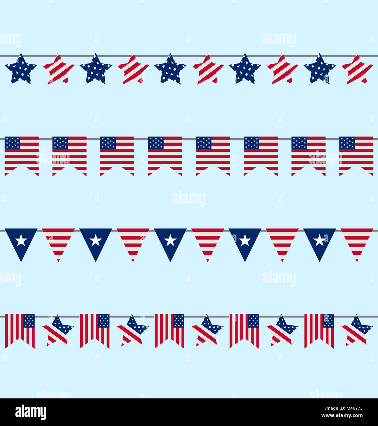 Hanging Bunting pennants for Independence Day USA, Patriotic Sym Stock ...