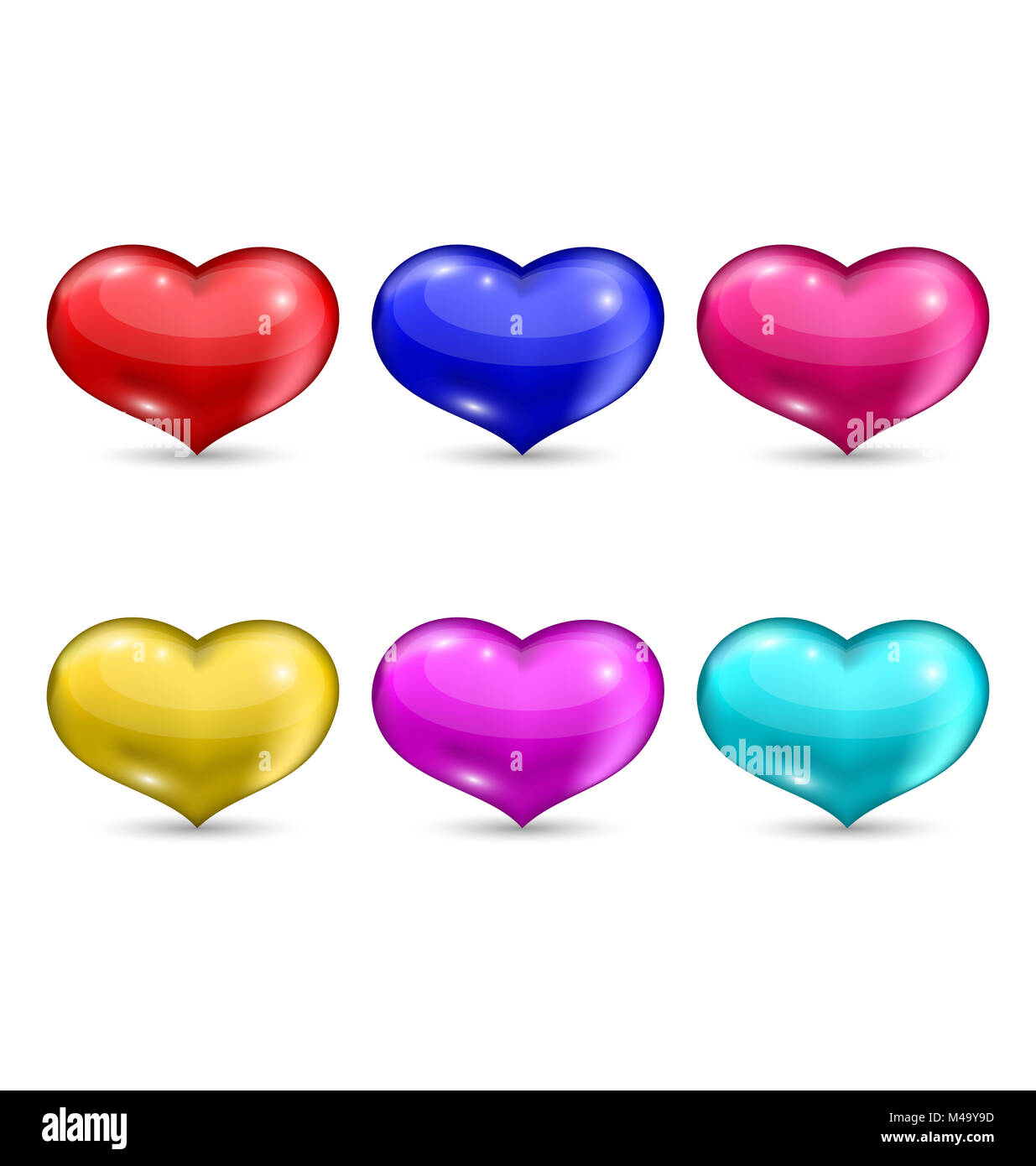 Set colorful hearts isolated on white background Stock Photo - Alamy
