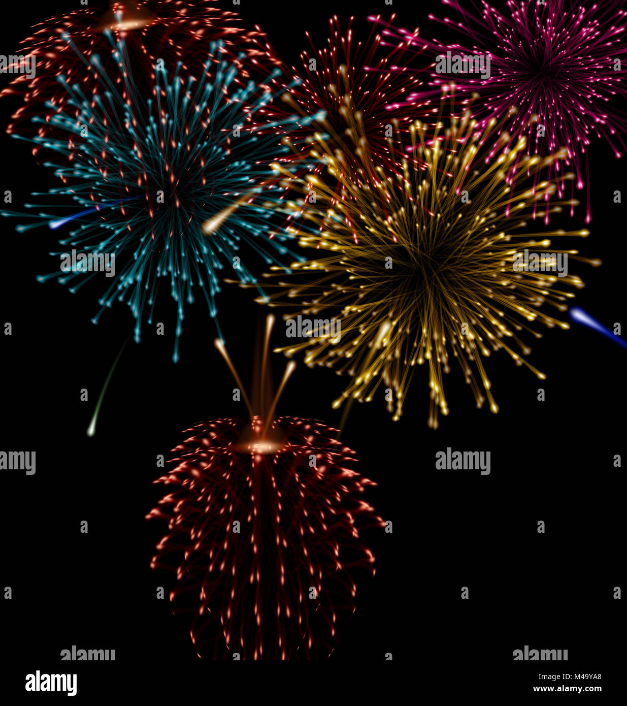 Festive abstract firework bursting in various shapes Stock Photo - Alamy