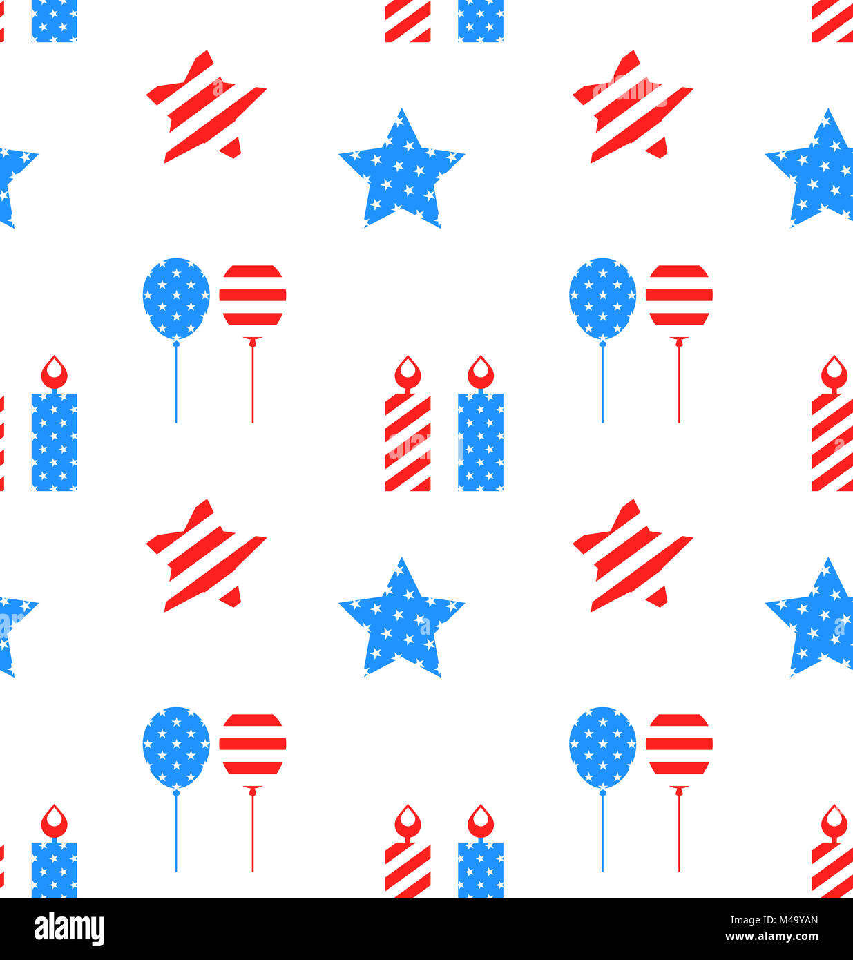 Seamless Texture with Objects for Independence Day Stock Photo - Alamy