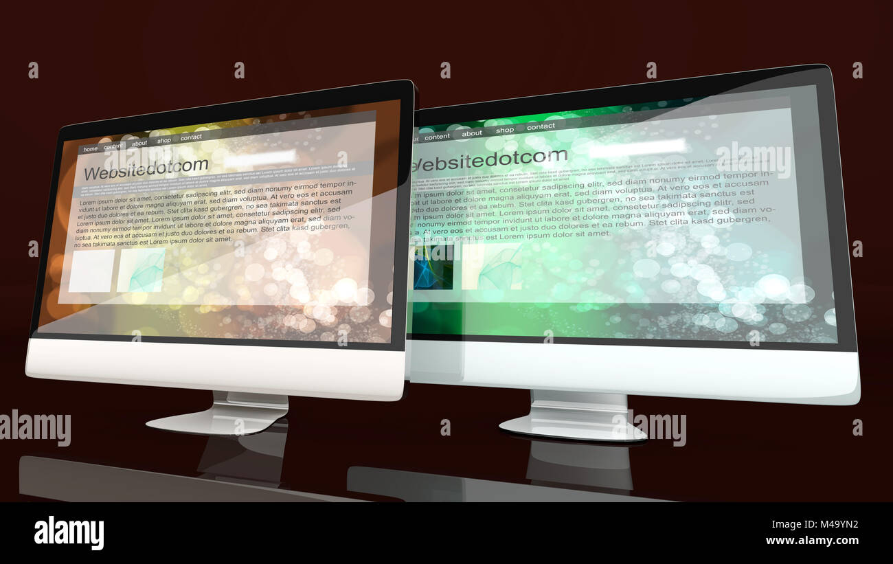 Two All in one Computers showing generic websites Stock Photo - Alamy