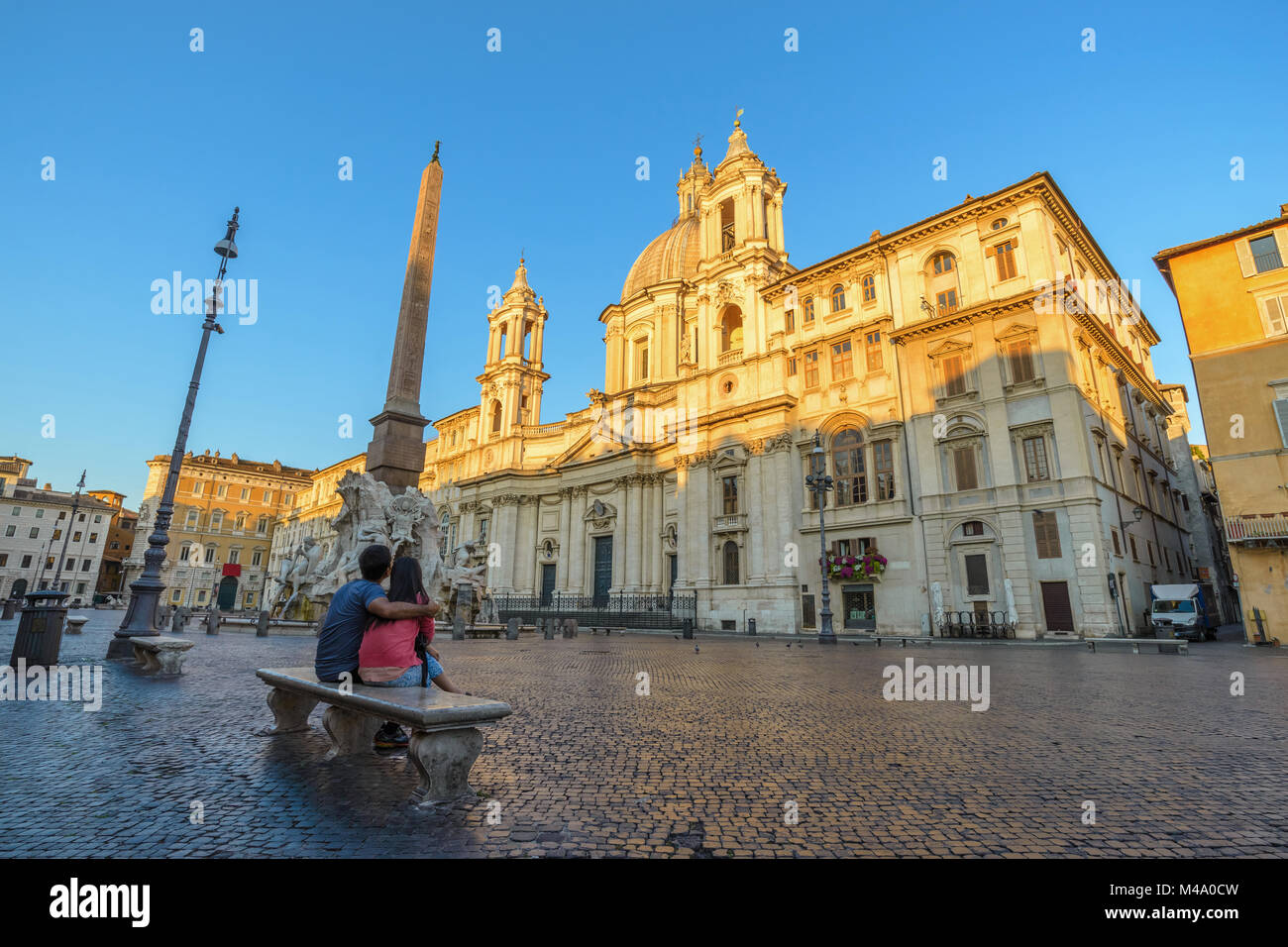 Love couple at Piazza Navona, Rome, Italy Stock Photo - Alamy