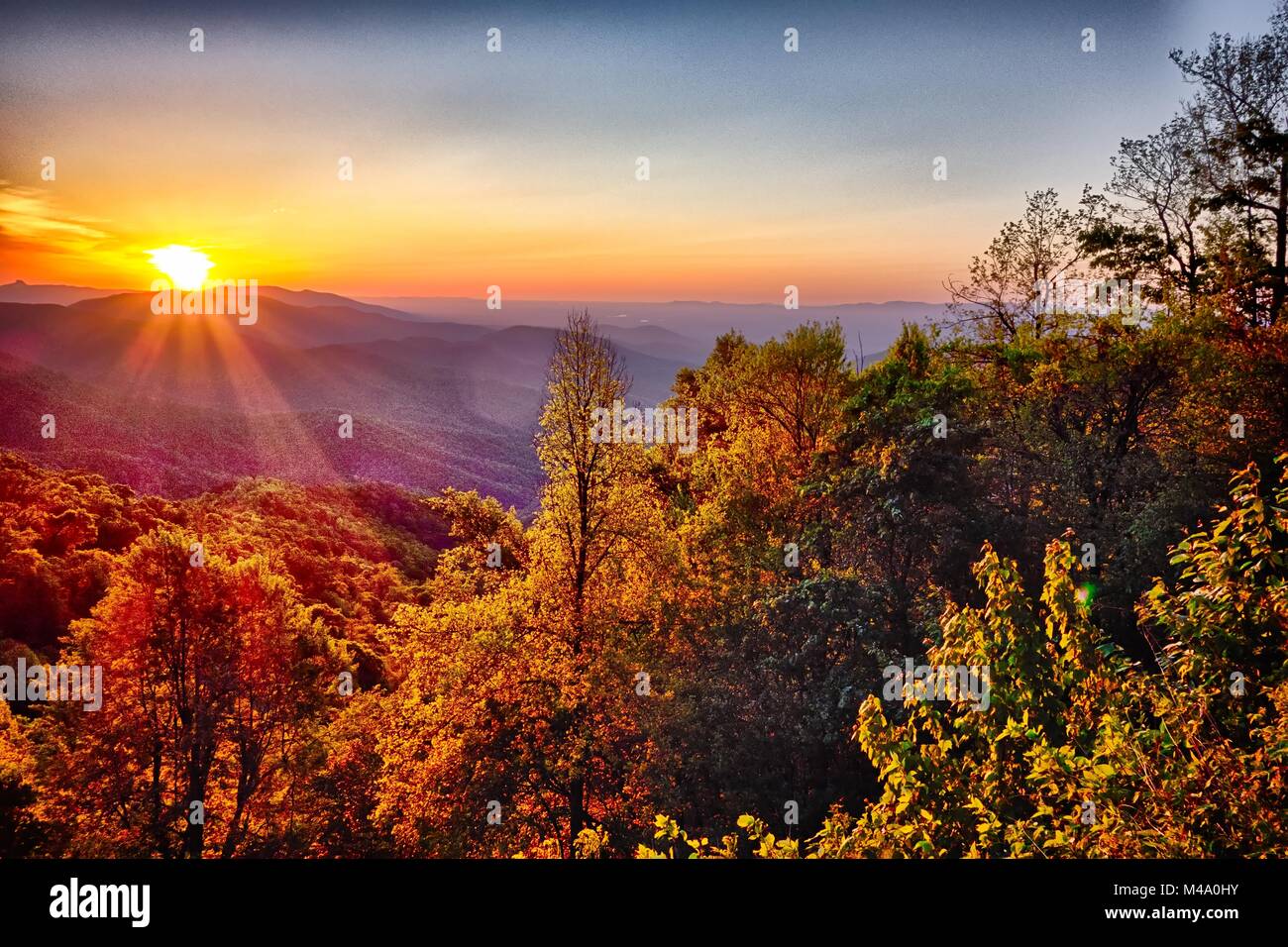Blue Ridge Parkway summer Appalachian Mountains Sunset Stock Photo - Alamy