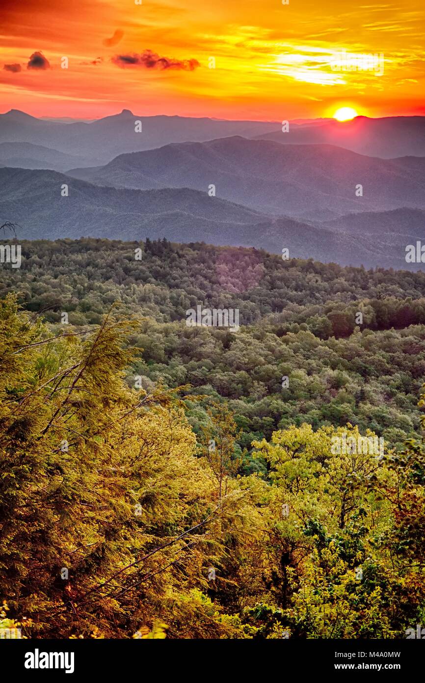 Appalachian Mountains Sunset Blue Ridge Parkway Autumn Sunset Over