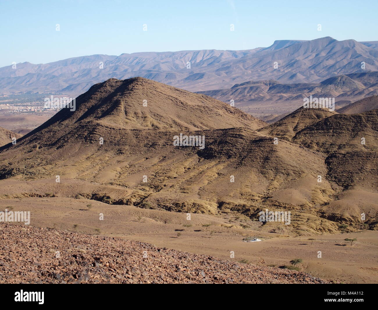 Rocky Atlas Mountains range landscape in southeastern Morocco near old ...