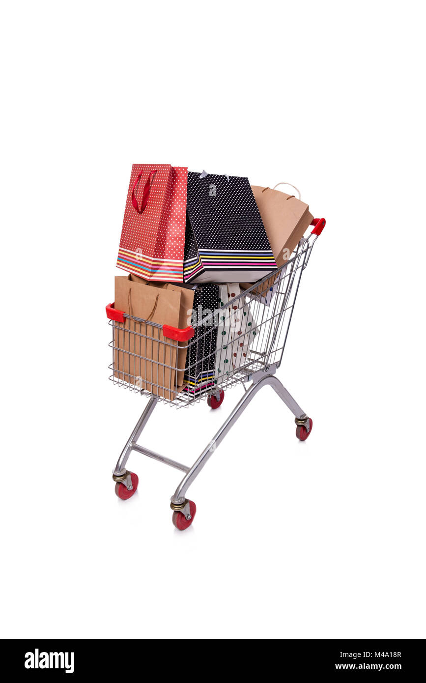 Shopping cart trolley isolated on the white background Stock Photo - Alamy