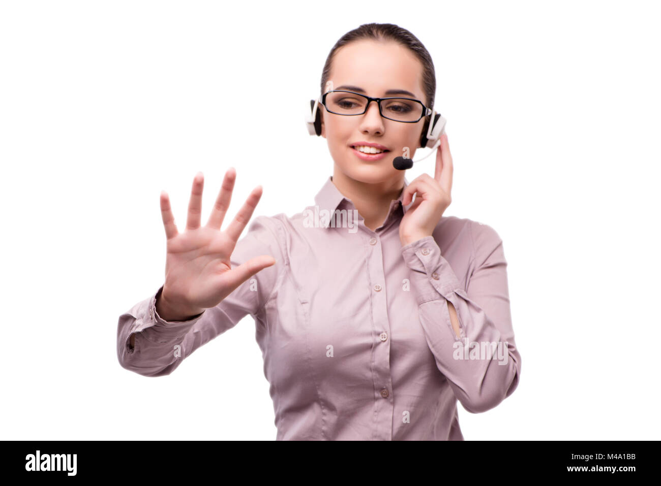 Helpdesk operator isolated on the white background Stock Photo - Alamy