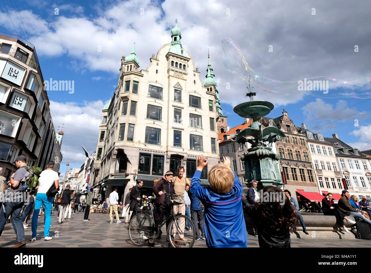 Denmark, Copenhagen, Stroget, Pedestrian street, Amagertorv Stock Photo ...