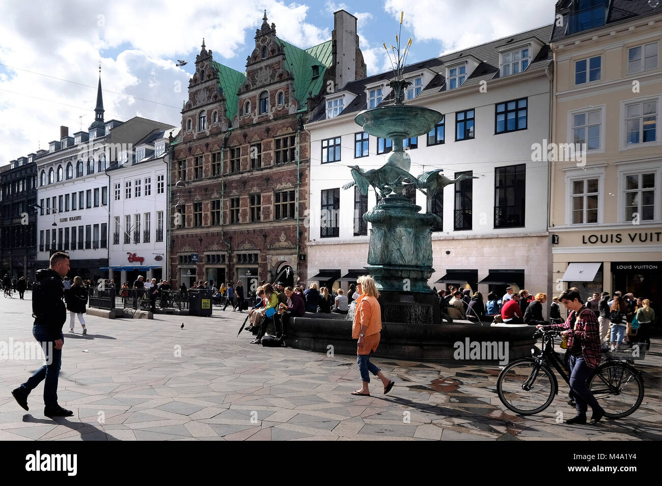 Denmark, Copenhagen, Stroget, Pedestrian street, Amagertorv Stock Photo ...