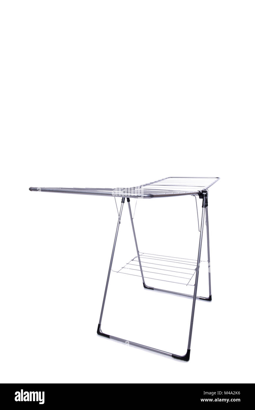 Collapsible clotheshorse isolated on the white background Stock Photo ...