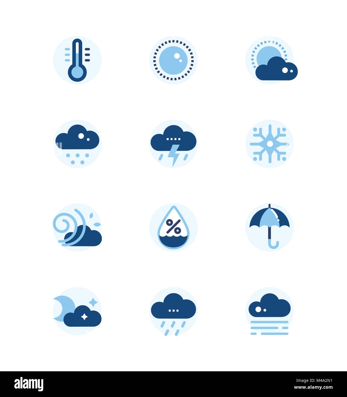 Weather types symbols - set of flat design style icons Stock Vector ...