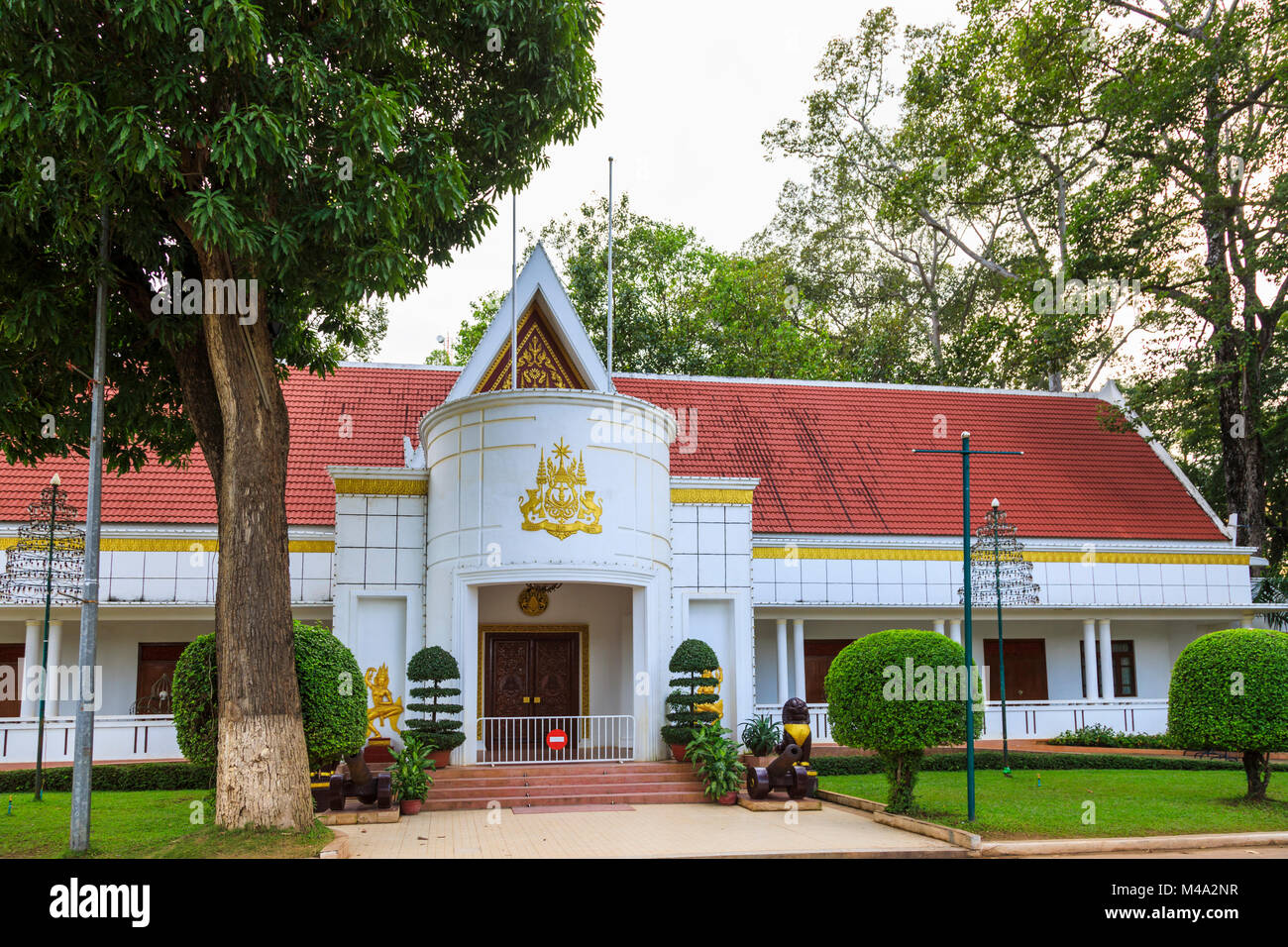 Roadside view of the entrance to the king's white Royal Residence, Siem ...