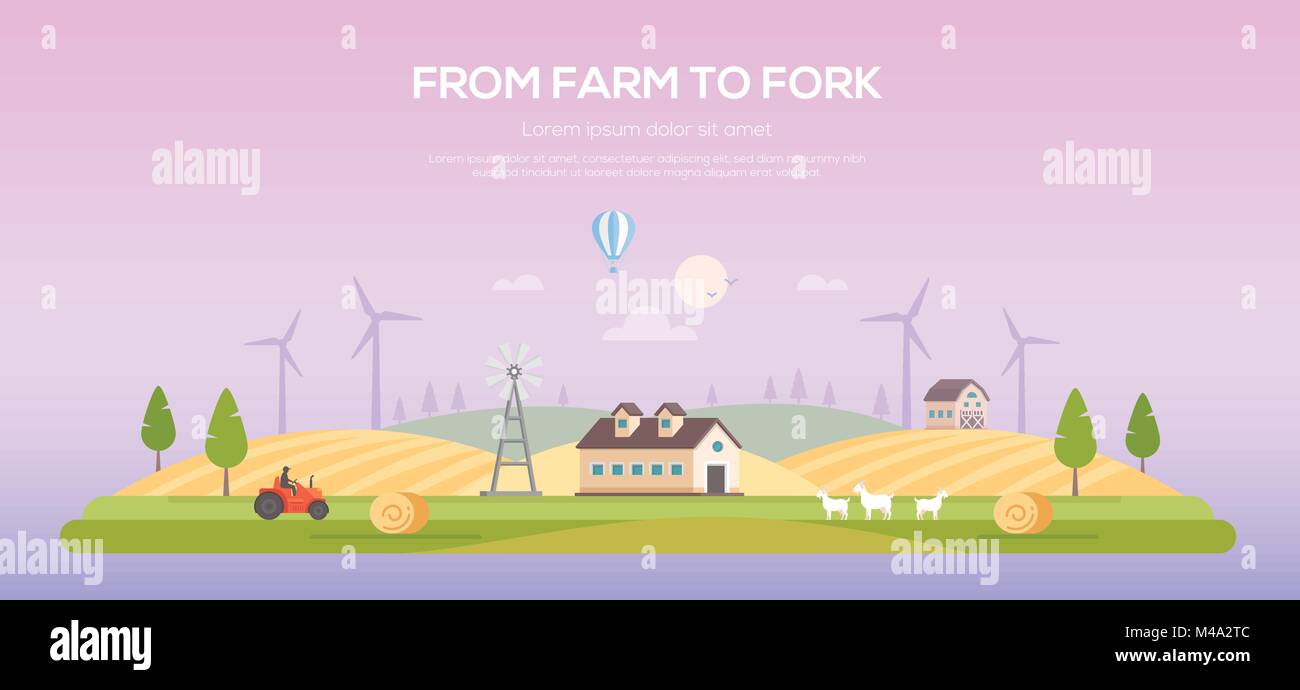 From farm to fork - modern flat design style vector illustration Stock ...