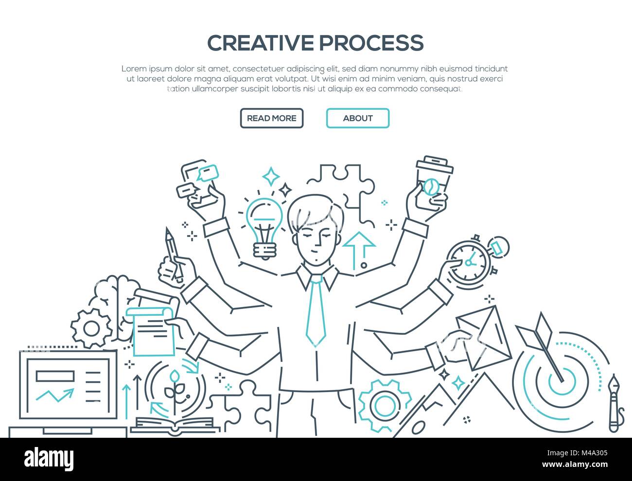 Creative process - modern line design style illustration Stock Vector ...