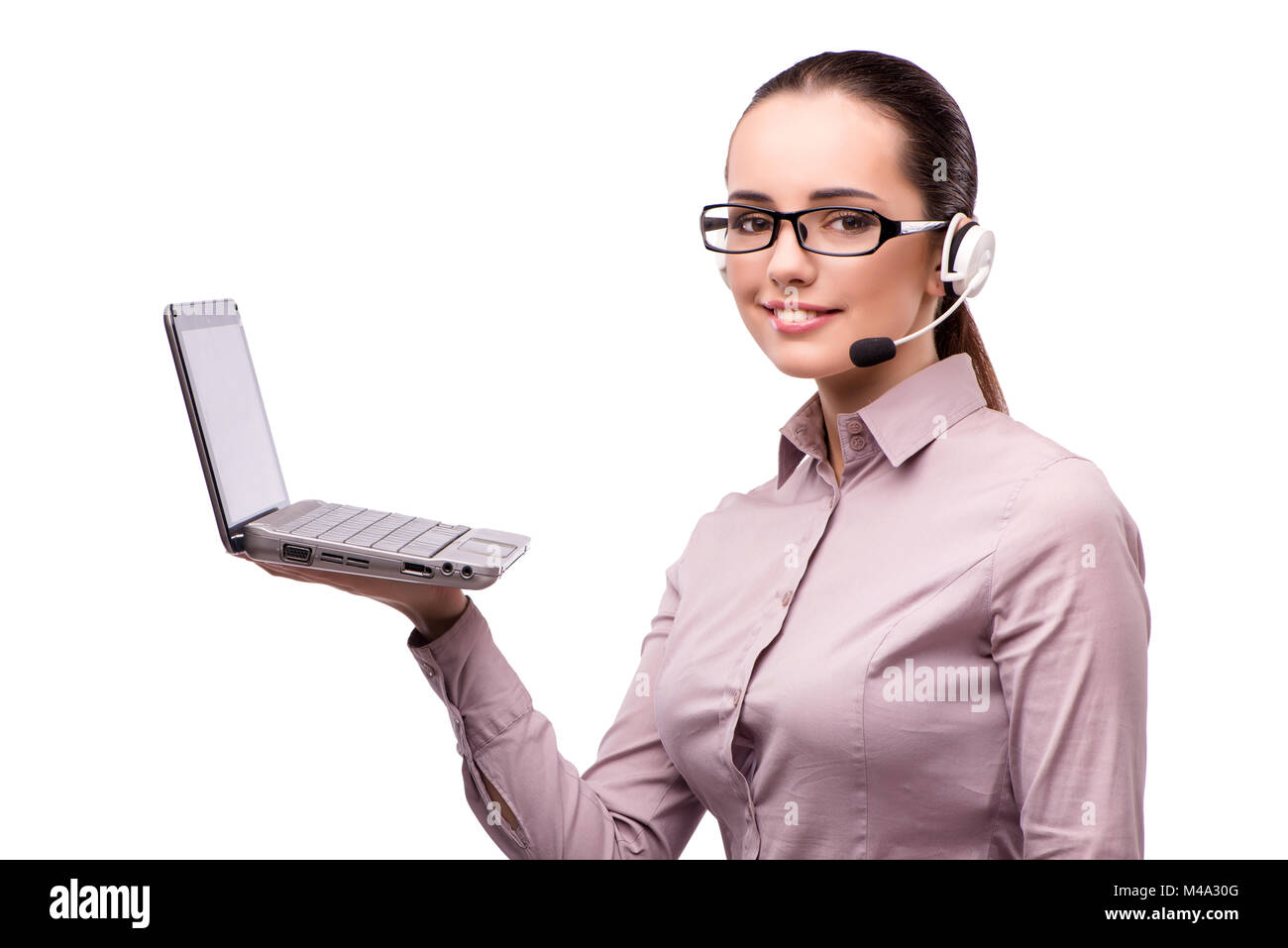 Helpdesk operator isolated on the white background Stock Photo - Alamy