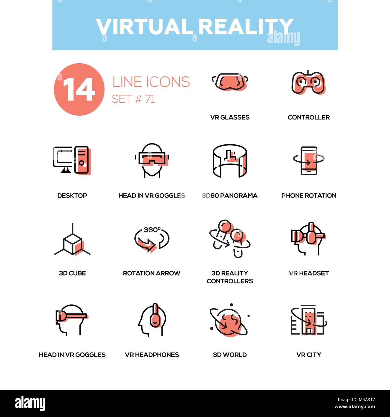 Virtual reality - line design icons set Stock Vector Image & Art - Alamy