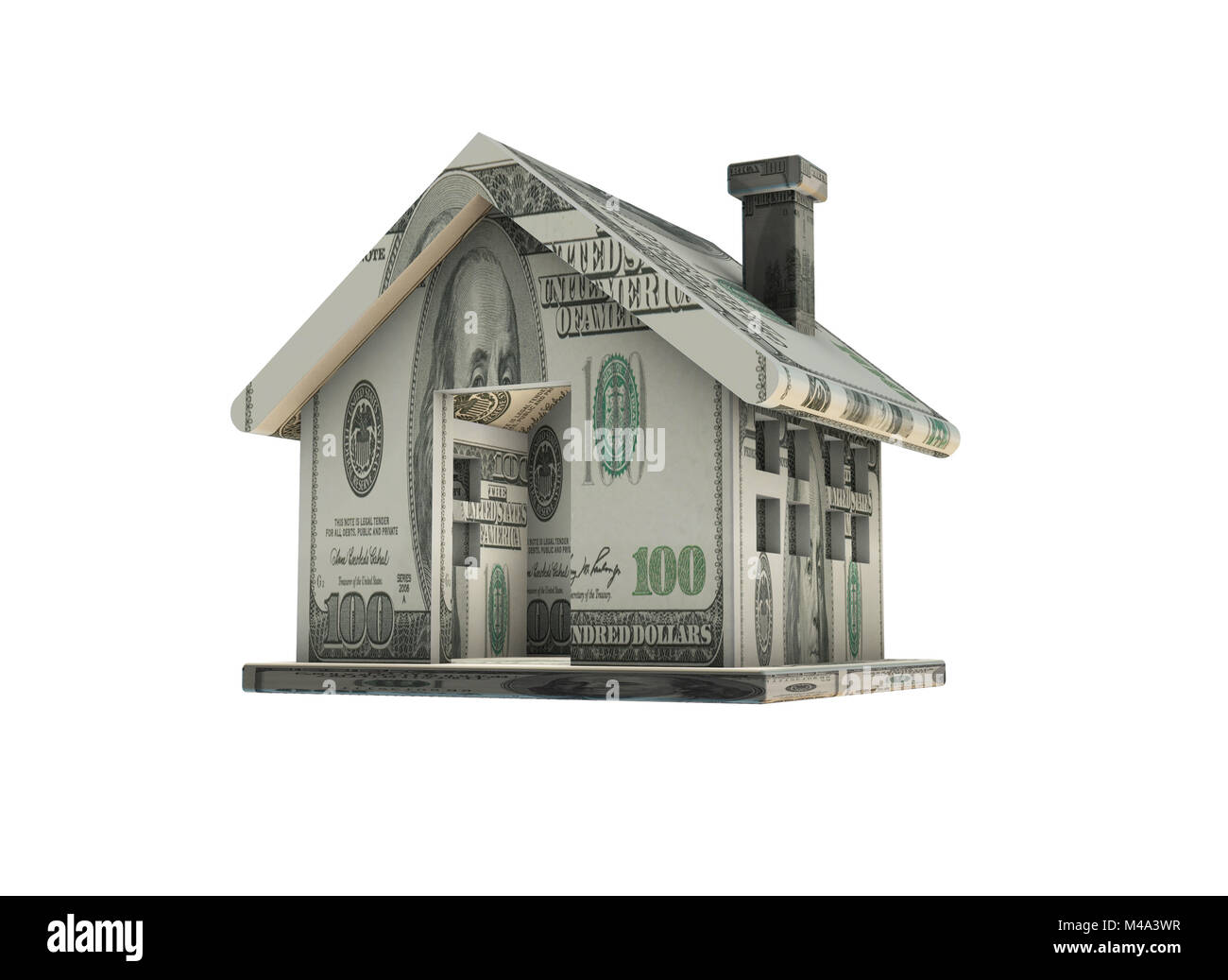 House made with dollar banknotes isolated on white Stock Photo - Alamy
