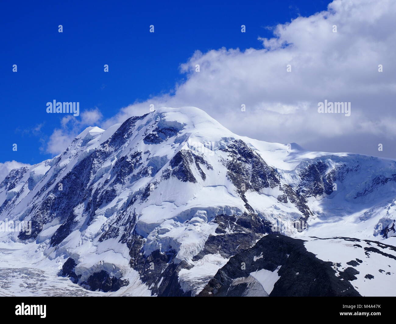 Lyskamm at Monte Rosa massif, landscapes of swiss alpine mountain range ...