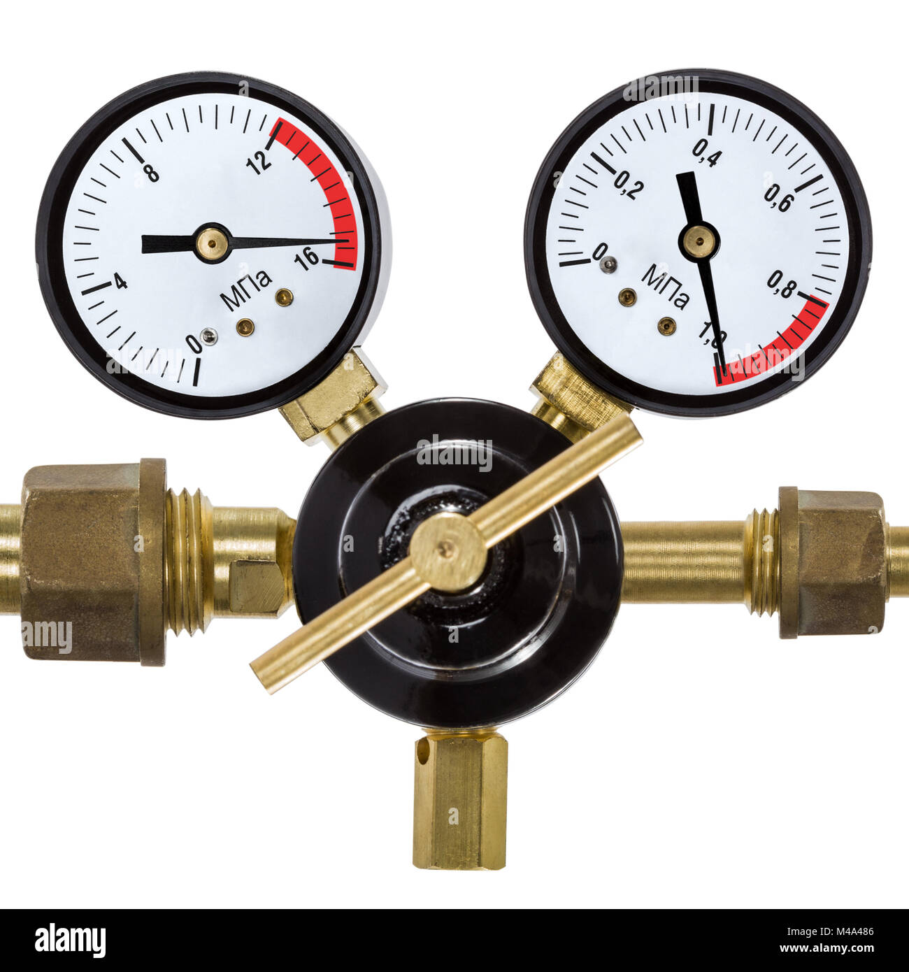 Gas pressure regulator with manometer, isolated on white background ...