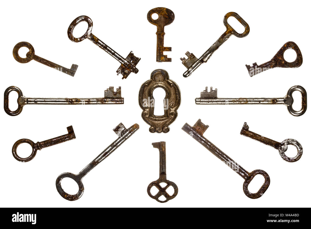 Set of old keys, isolated on white background Stock Photo - Alamy