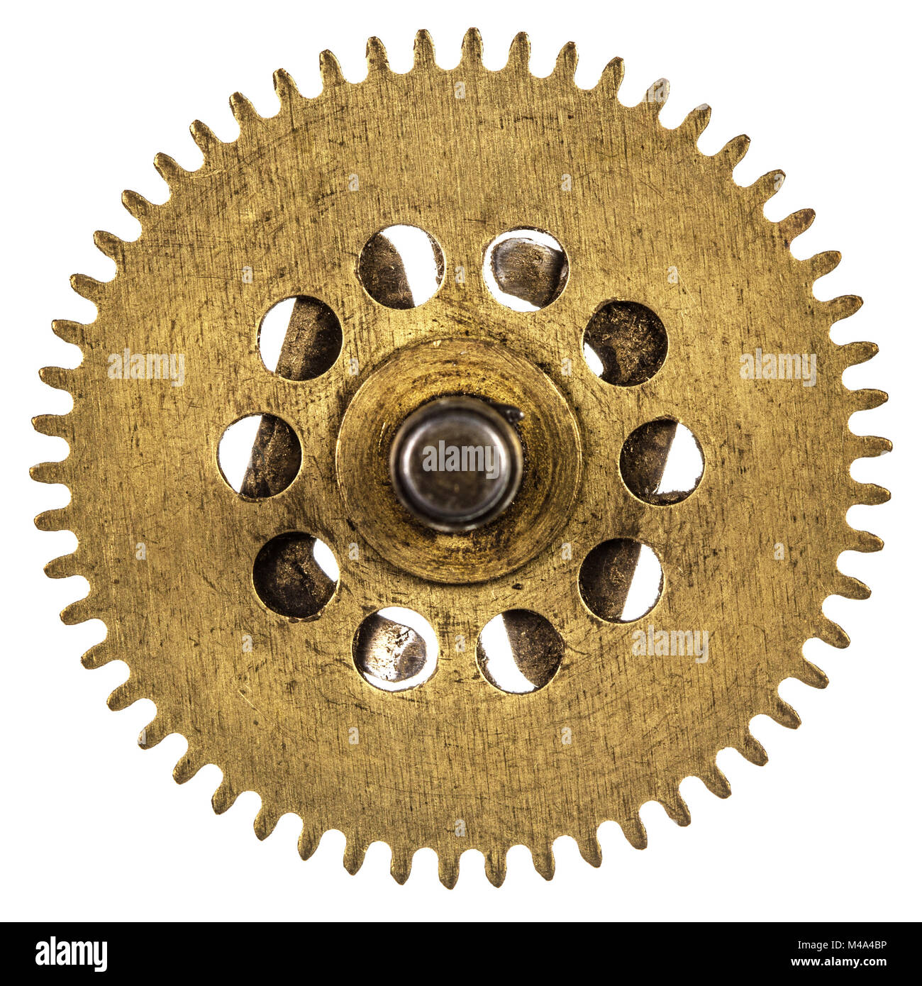 Pinion of old clock mechanism, isolated on white background Stock Photo ...