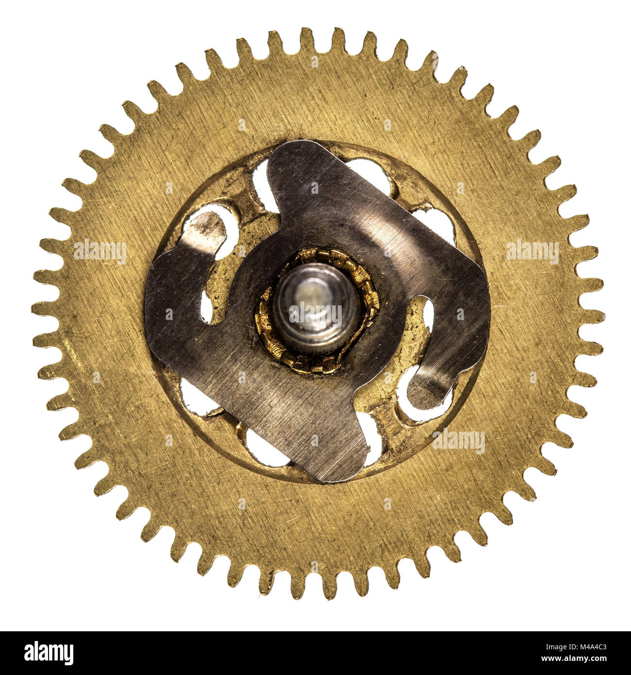 Pinion of old clock mechanism, isolated on white background Stock Photo ...