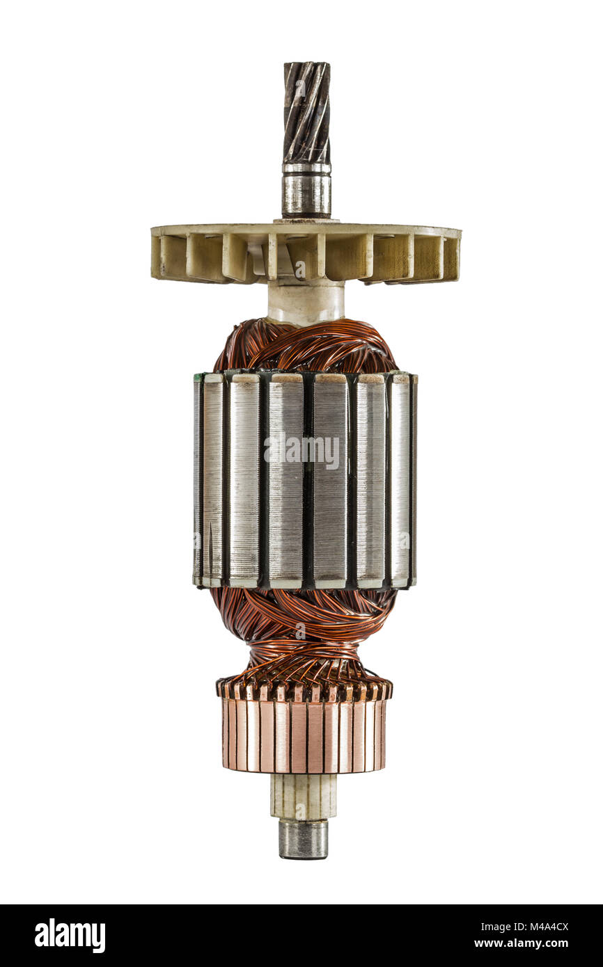 Rotor of electric motor close-up, isolated on white background Stock ...