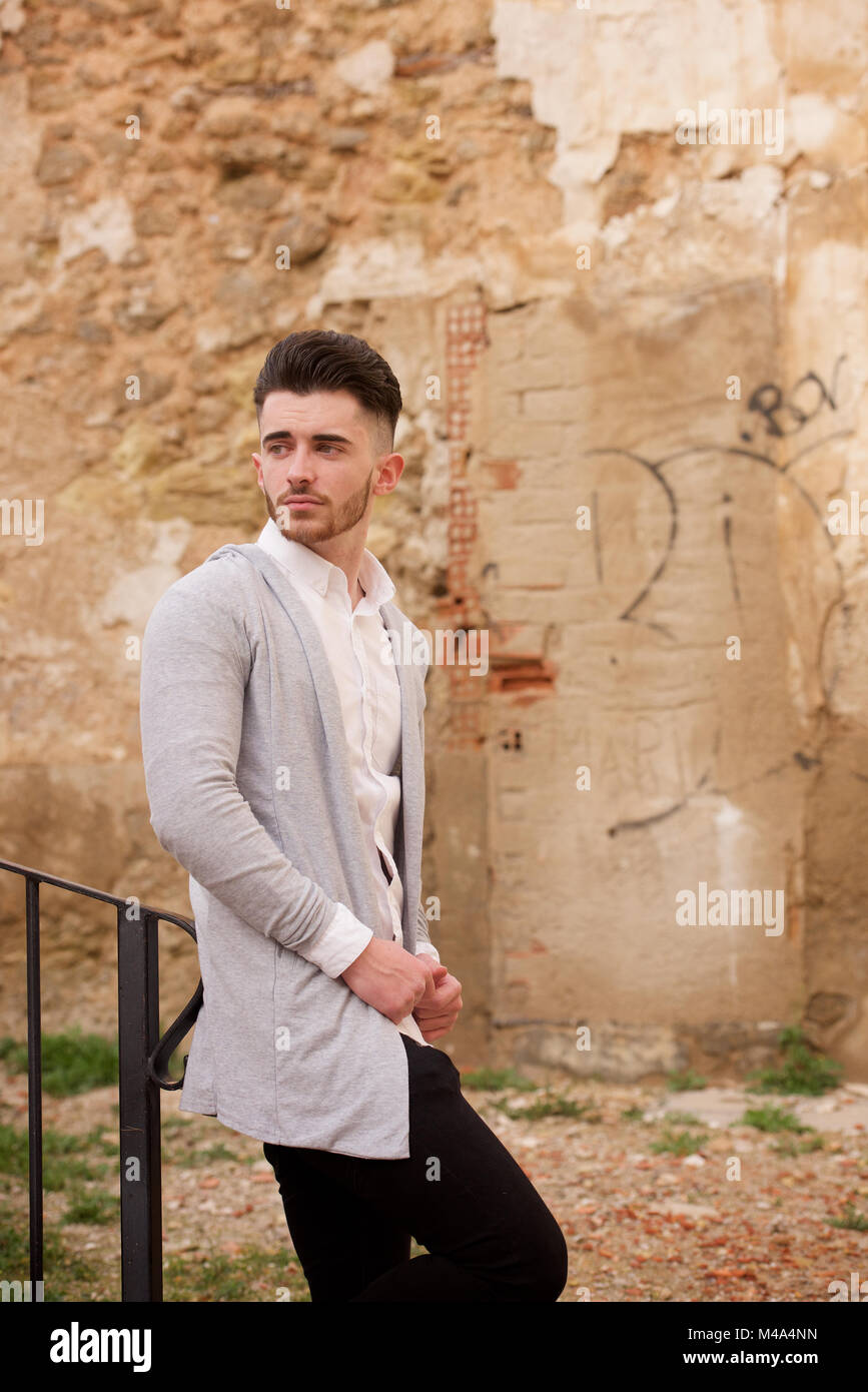Young man - fashion style on the street location Stock Photo - Alamy