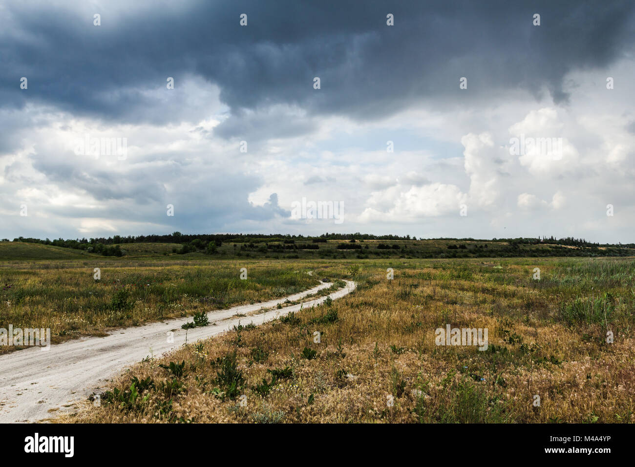 The rural dirt road, beautiful countryside in cloudy weather Stock ...